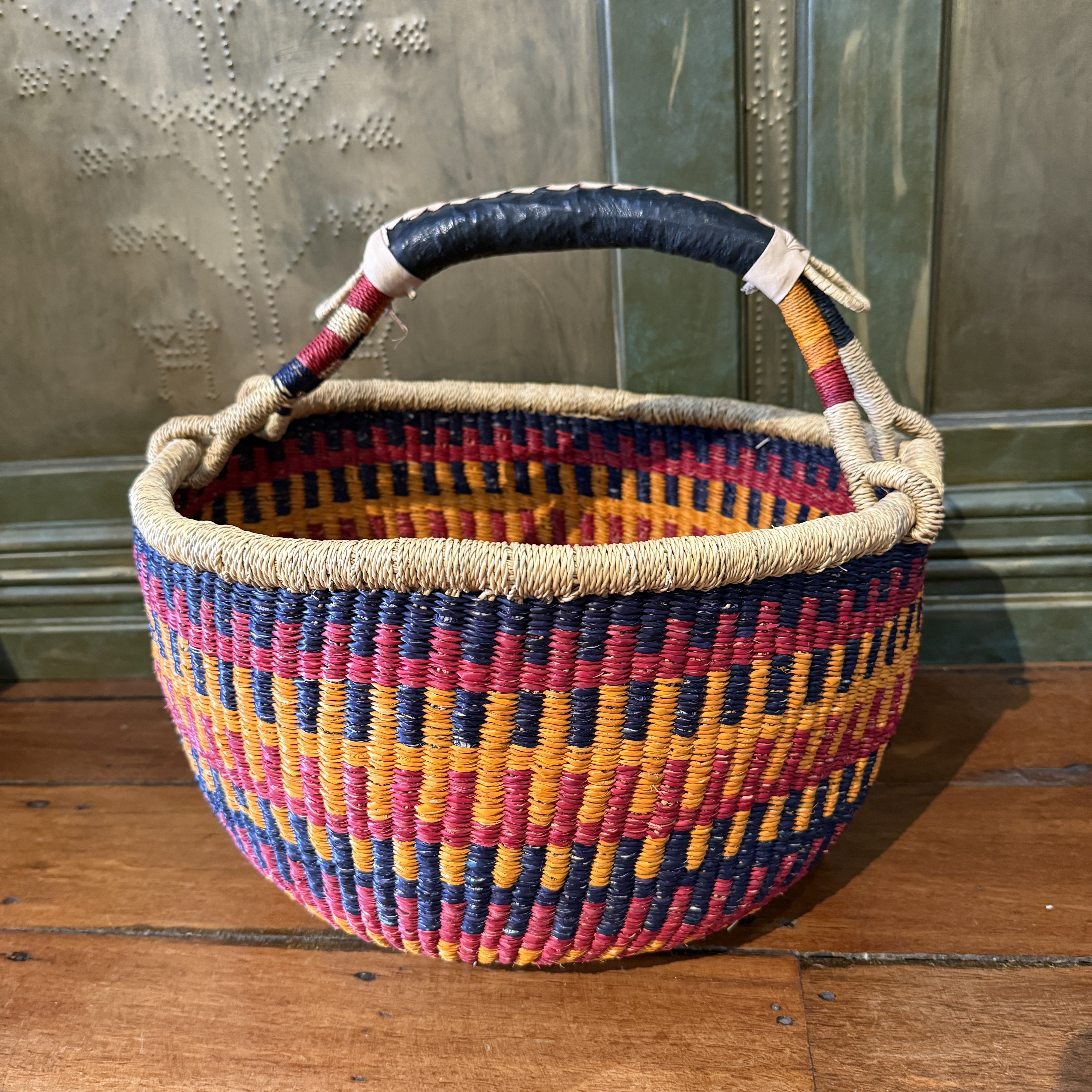 Bolga Basket - Round Shopper Extra Large, Orange & Magenta – Afez of ...